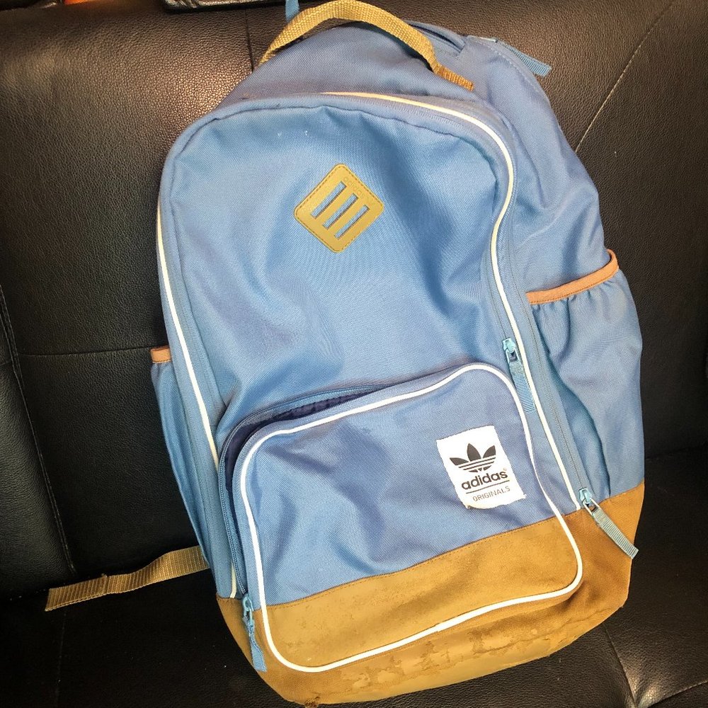 Adidas Original Backpack Blue Grey Bookbag Fits 15" L… - Gem